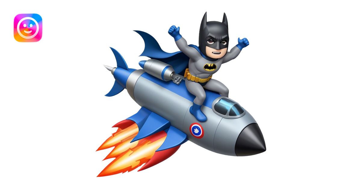batman france riding a rocket ship boom! emoji | AI Emoji Generator