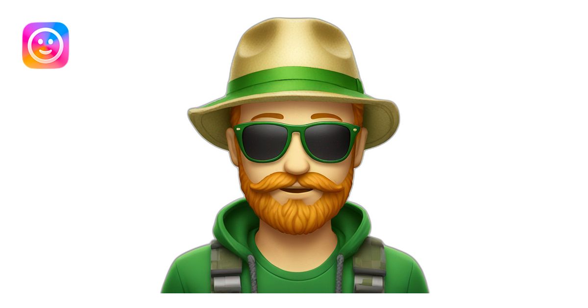 Green sunglasses and Ginger beard and bucket hat drinking a beer emoji ...