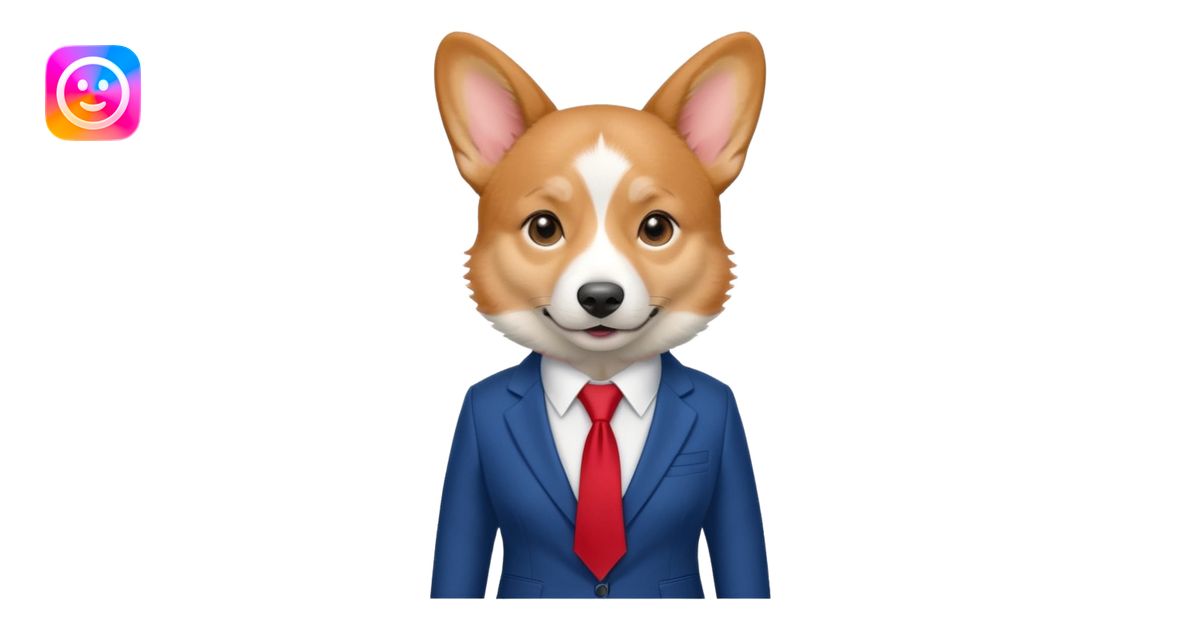 perrita caricatura gorgi gales ejecutiva con ropa celeste emoji | AI ...