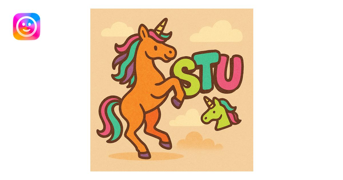 Discord emoji with text 'STU 🦄' in graffiti lettering, neon colors ...