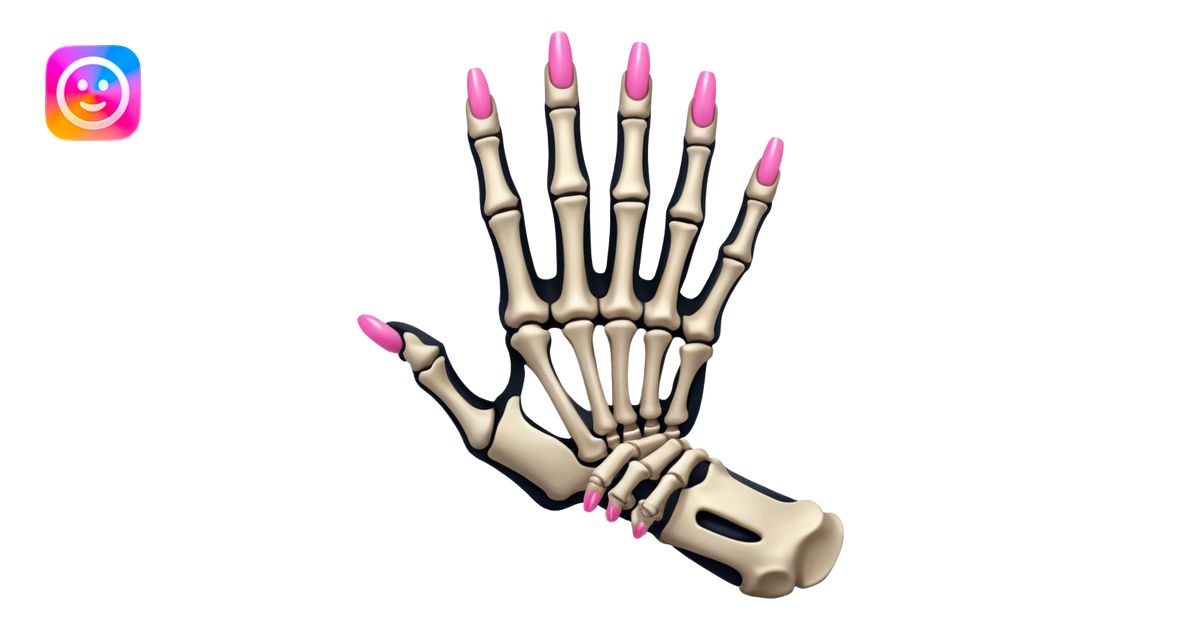 skeleton hand with long pink nails emoji | AI Emoji Generator