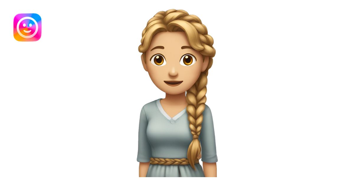 Girl with long braid over her shoulder going down to her waist emoji ...