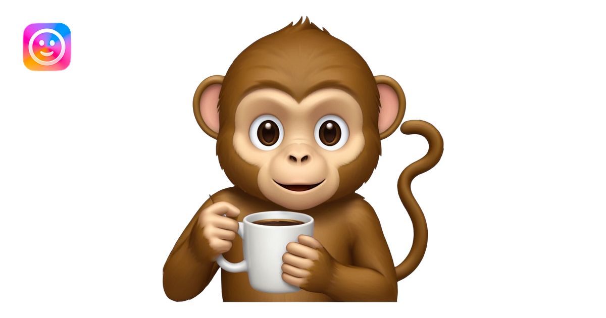 sideway monkey sipping coffee emoji | AI Emoji Generator
