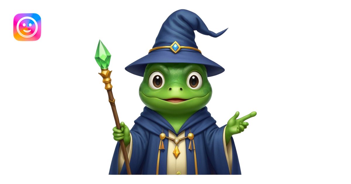 A smart frog in a hat and robes holds a pointer and with a smart face ...