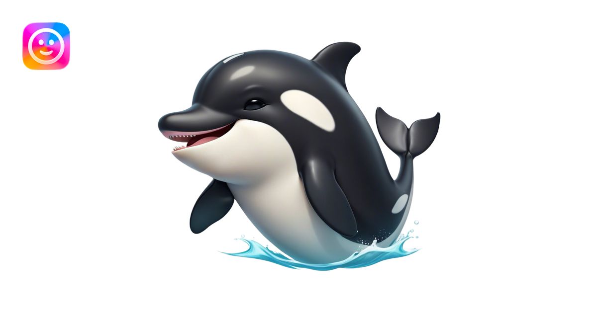 Cinematic Cute Yawning orca Portrait Emoji, Head tilted slightly with a ...