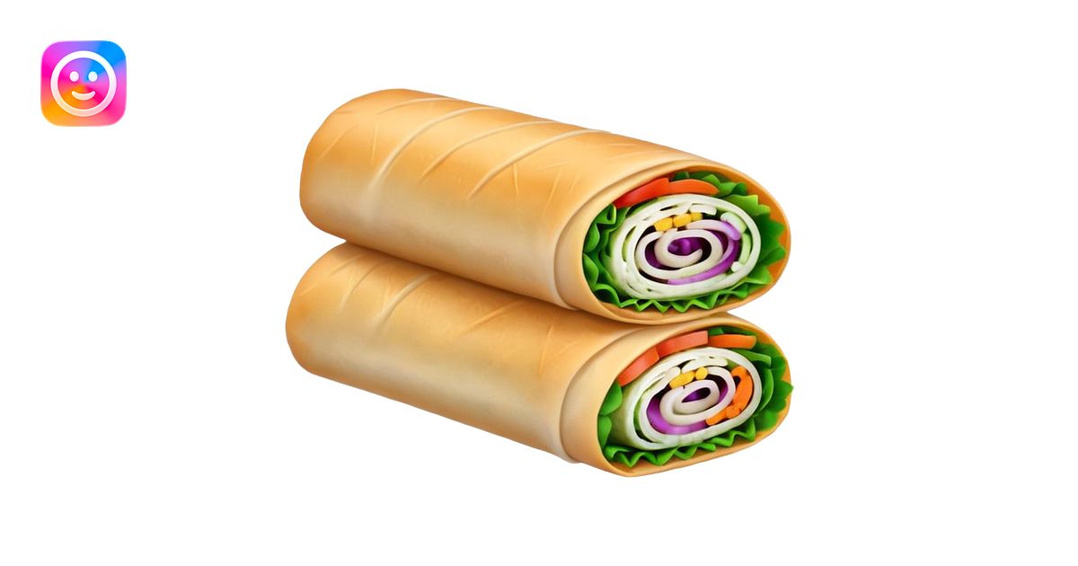 One Thai uncooked spring roll, Apple emoji style, no background, in 1x1 ...