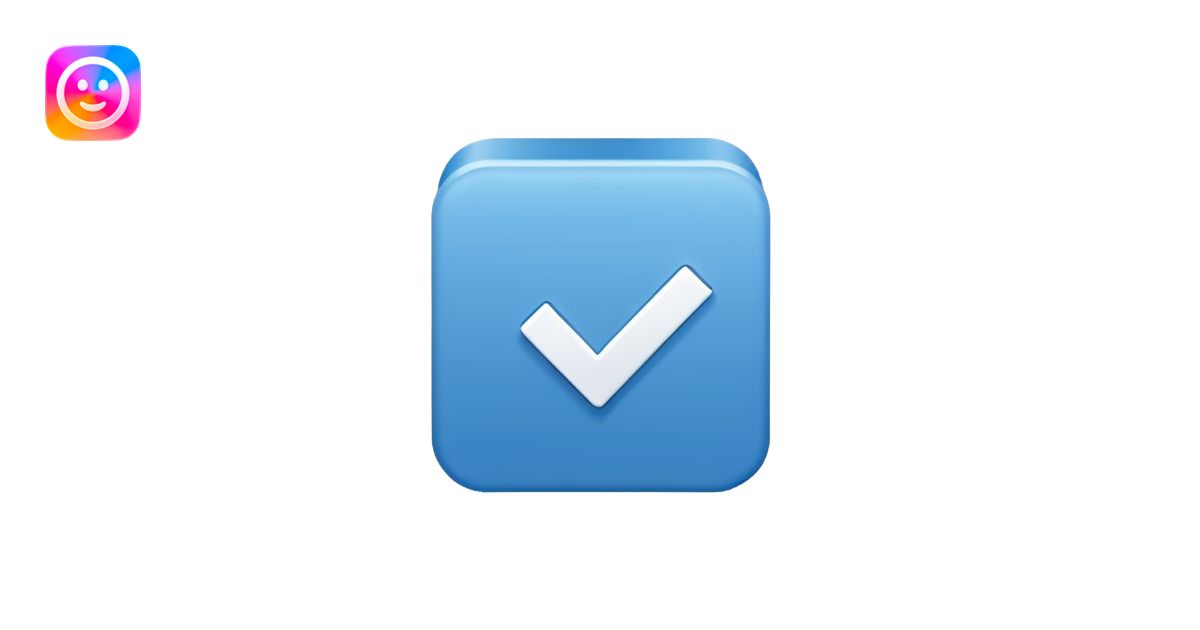 Checkmark in a blue box flat emoji | AI Emoji Generator