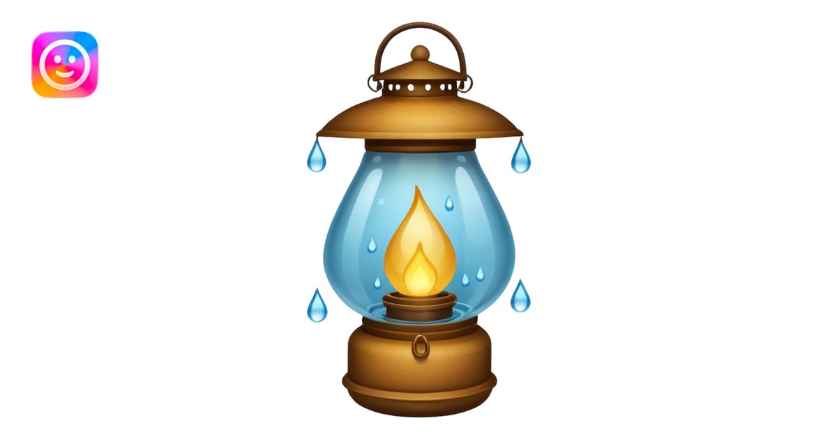 Water Lantern, more water drops inside lantern. emoji | AI Emoji Generator