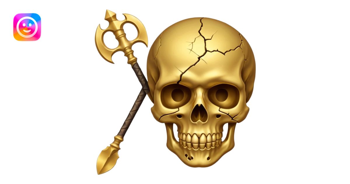 golden skull explode in half by a spear emoji | AI Emoji Generator