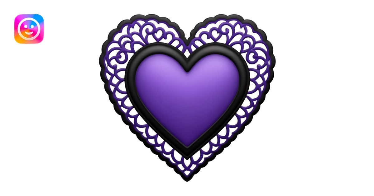 black and purple lace heart emoji | AI Emoji Generator