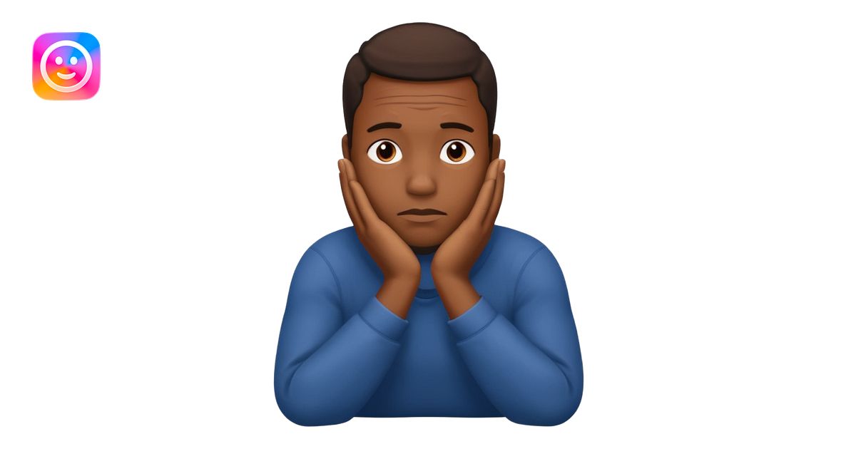 black man with face resting on hands showing boredom emoji | AI Emoji ...