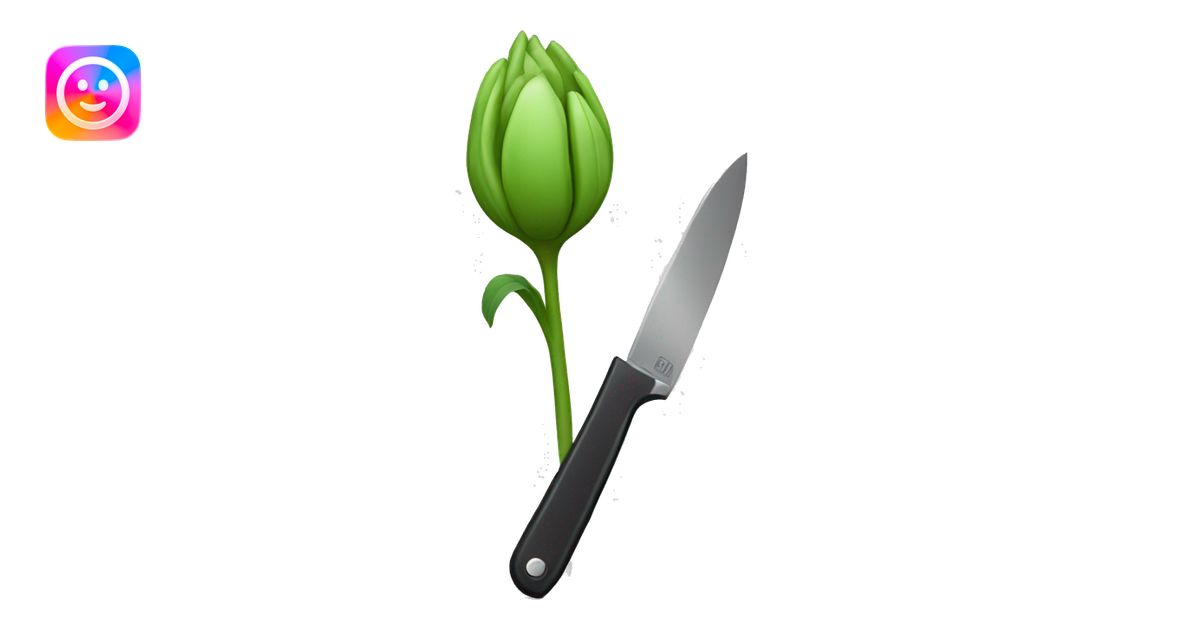 Compact flower bud with knife in hand emoji | AI Emoji Generator