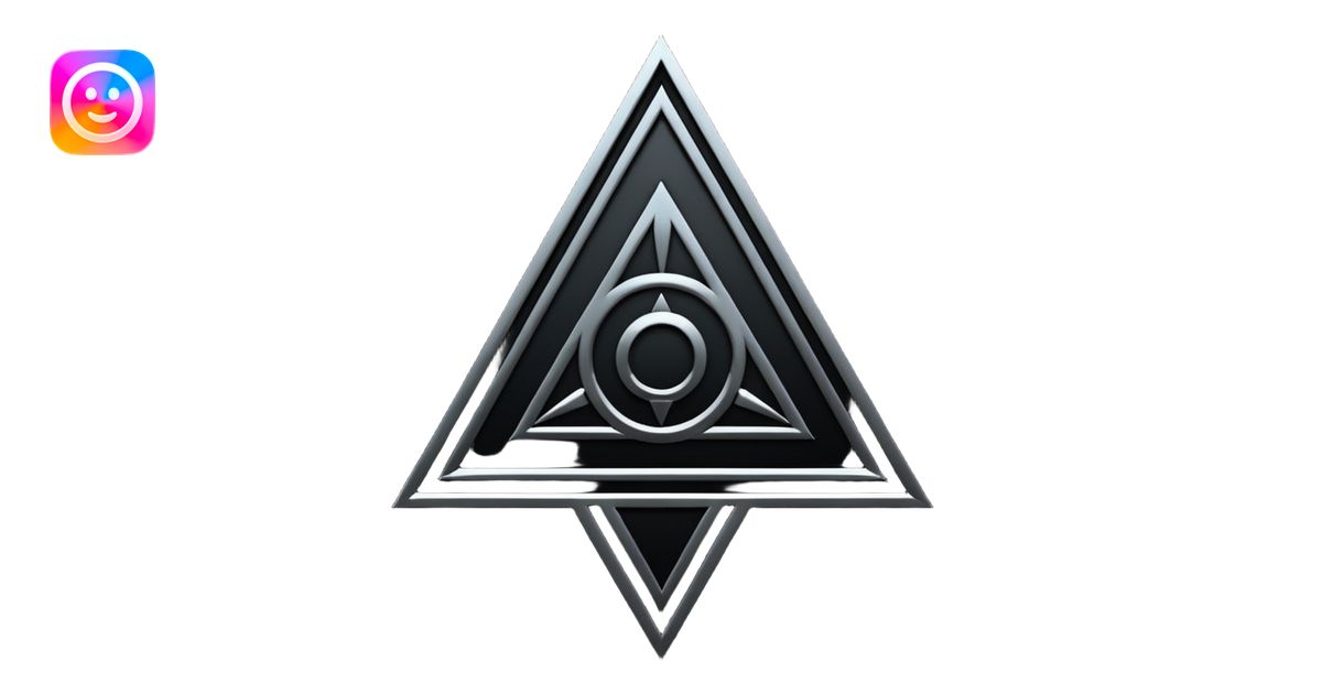 Emoji, dark futuristic occult sigil, symmetrical geometric shape, black ...