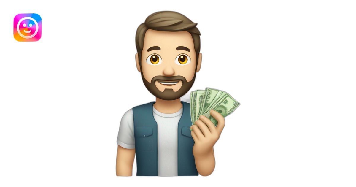 caucasian male with small beard and holding money emoji | AI Emoji ...