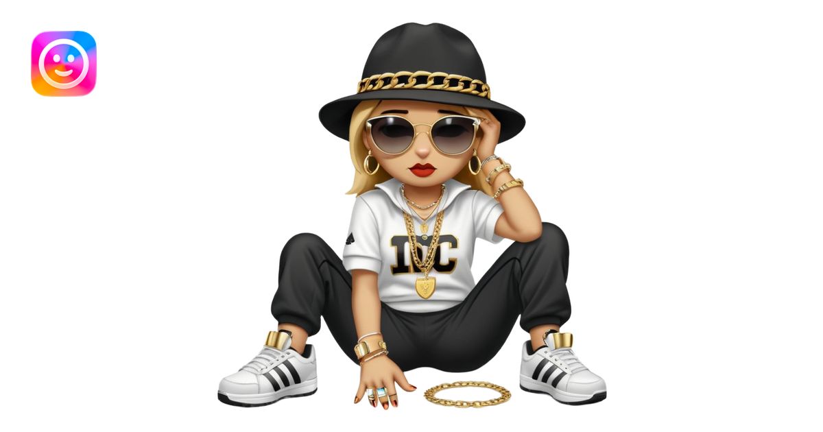female cat wearing Run DMC hip-hop outfit with tracksuit, fedora ...
