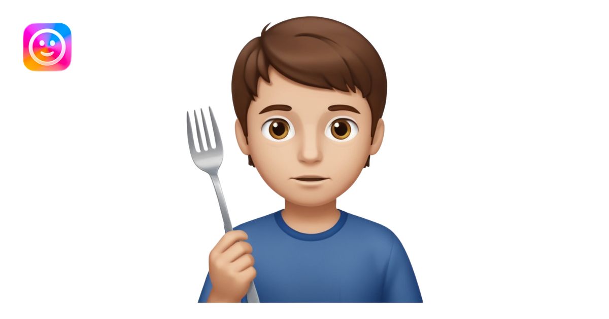 Brown hair boy allergic to soy, swollen face, fork in the hand emoji ...