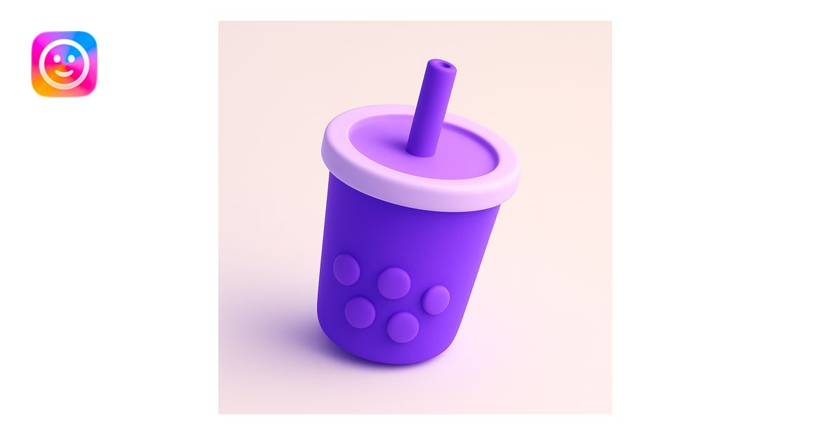 purple boba tea in a cup, simple and clear design 3D illustration | AI ...