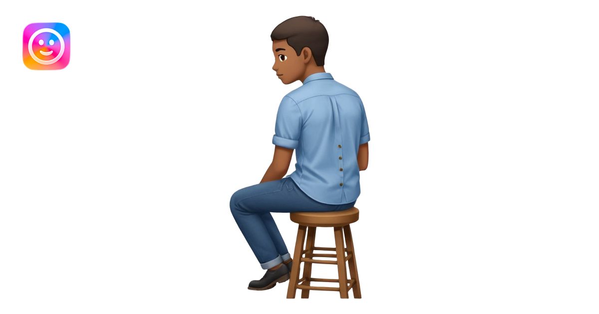 a person sitting on stool back head turn emoji | AI Emoji Generator