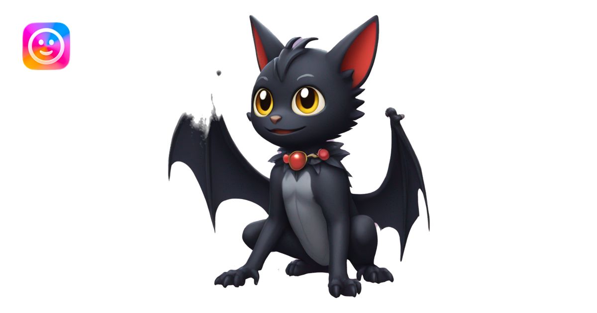 Kawaii Edgy Cool Beautiful Bat-Nargacuga-Litten full body emoji | AI ...