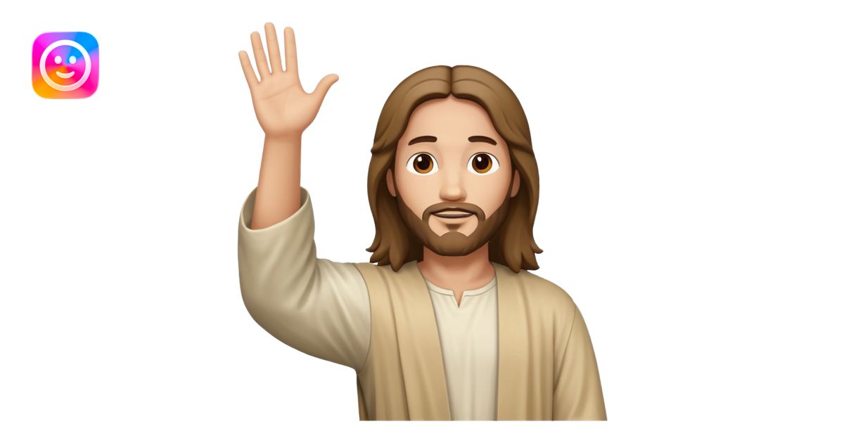 Jesus with his hands up in the air “hallelujah emoji | AI Emoji Generator
