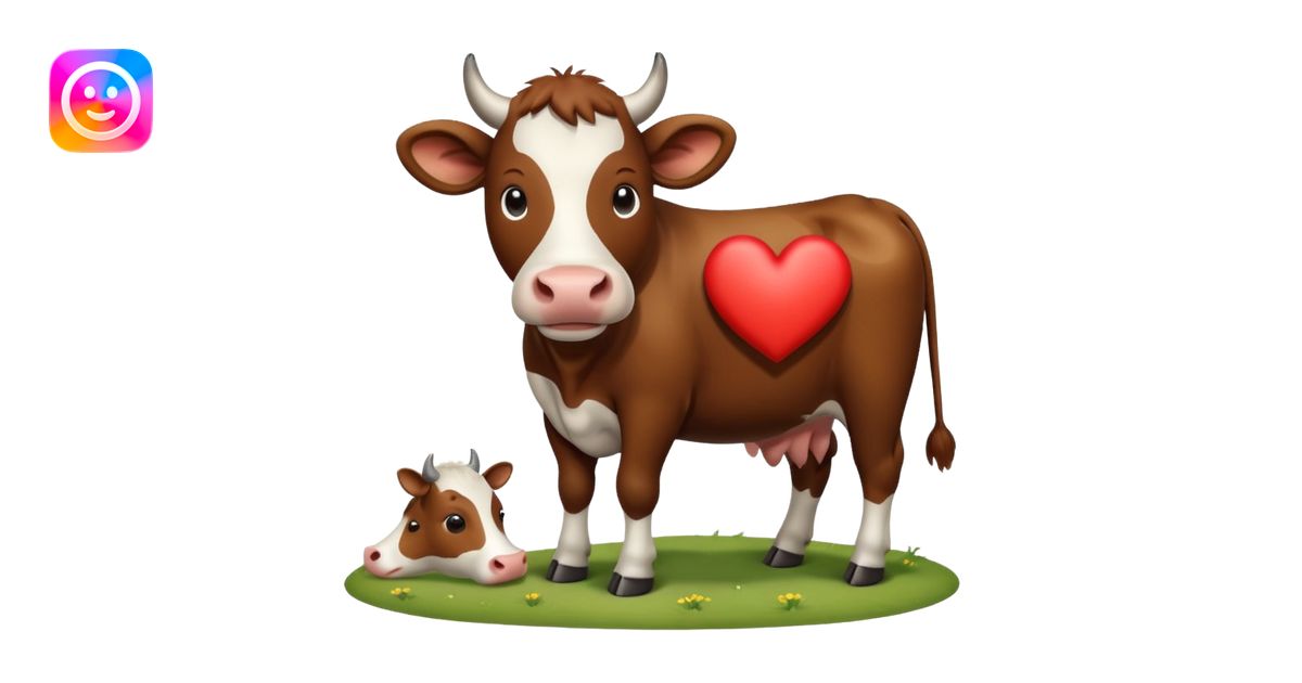vaca con corazon para copiar y pegar en chat emoji | AI Emoji Generator