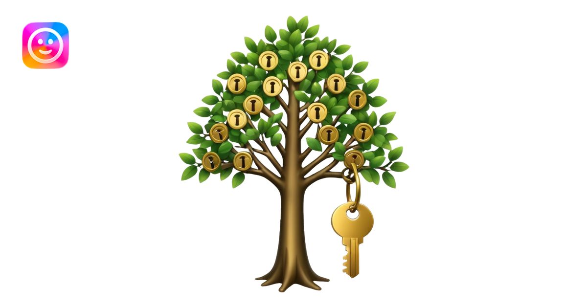 a small tree with keys on it. a key tree emoji | AI Emoji Generator