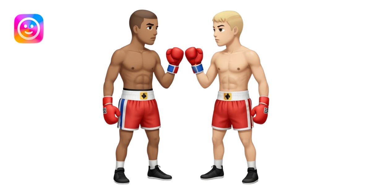 a sideways view of two boxers squaring up, one should have the flag of ...