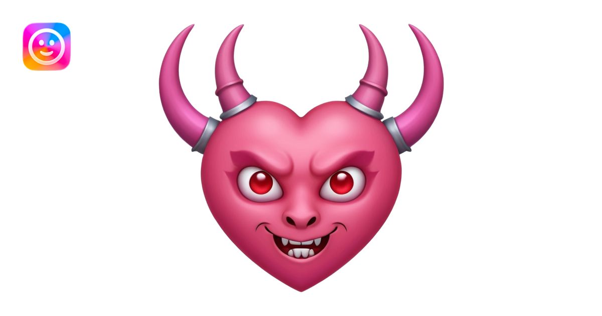 a pink heart with demon horns on it emoji | AI Emoji Generator