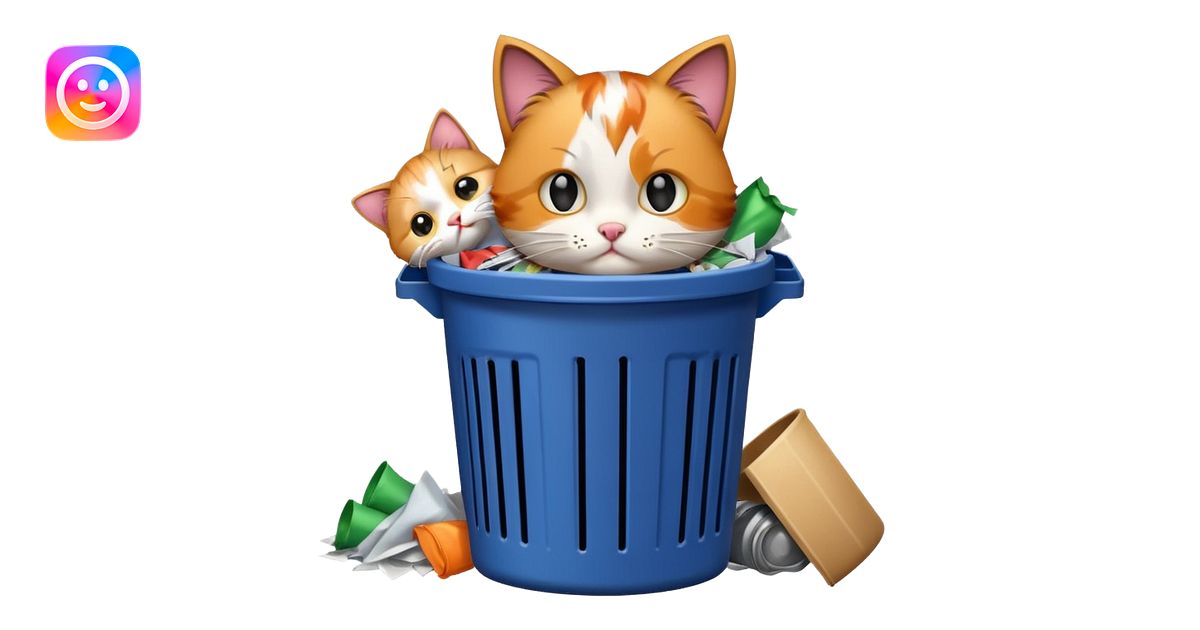 Kitty in a trash can emoji | AI Emoji Generator