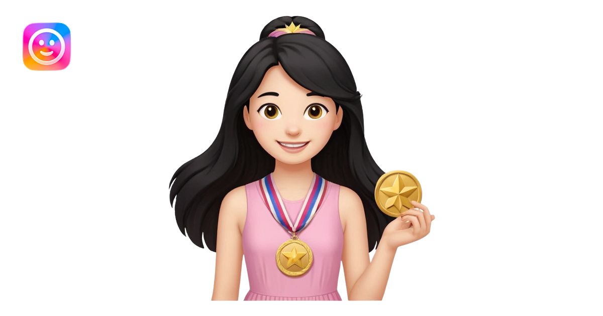 black haired girl wearing pastel pink with medals remove any hats, make ...