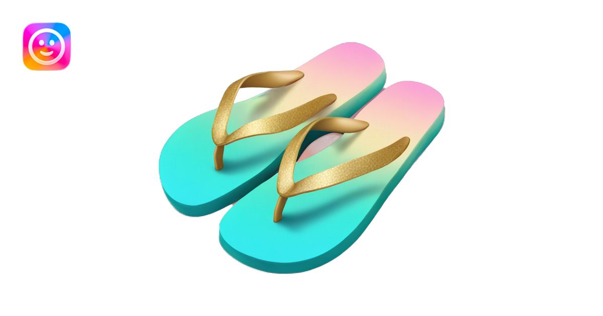 Realistic teal pink and gold ombre flip flop. emoji | AI Emoji Generator