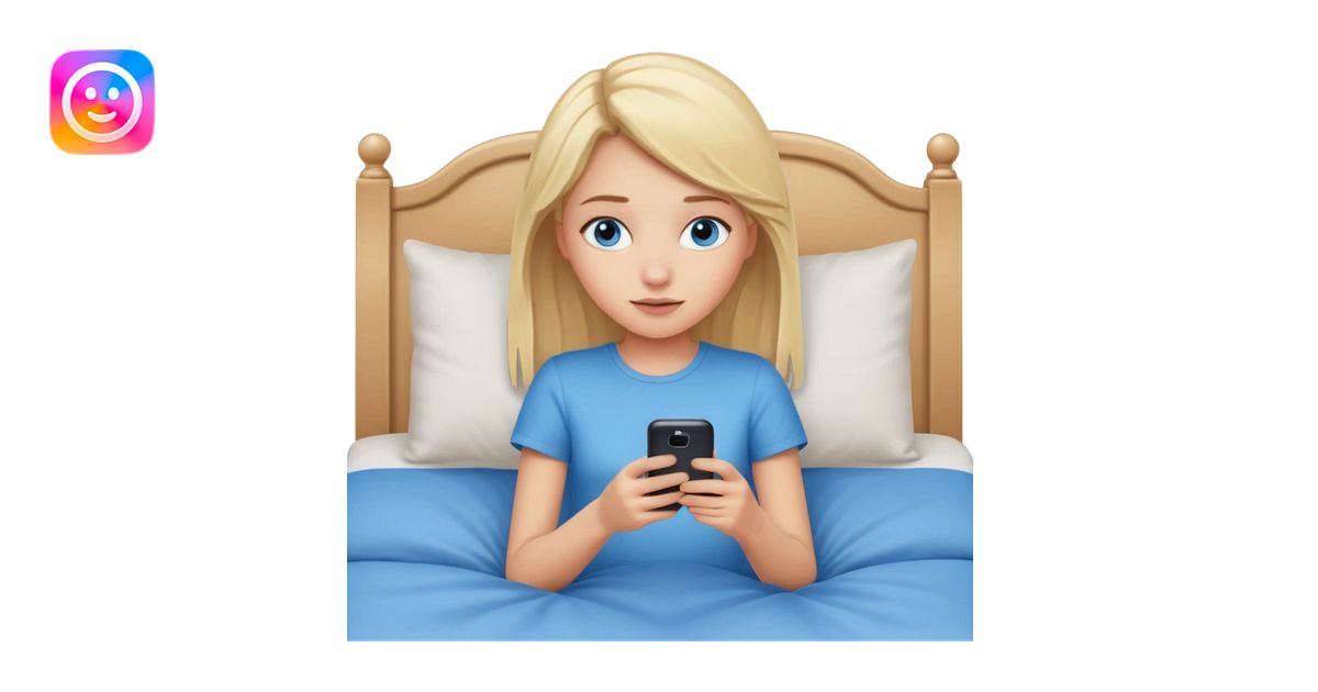 girl texting on bed emoji | AI Emoji Generator