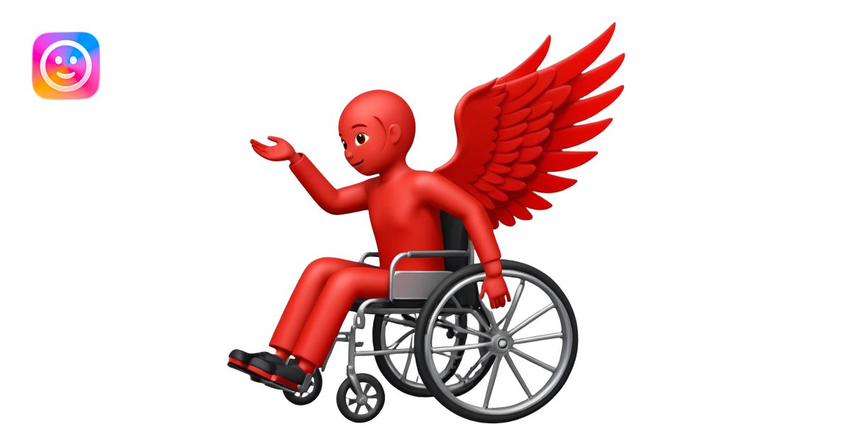 "Emoji of a stylized red figure in a wheelchair, the body forming a 'Z ...