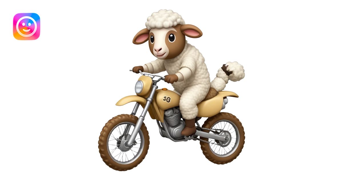 cartoon sheep on a dirt bike jumping emoji | AI Emoji Generator