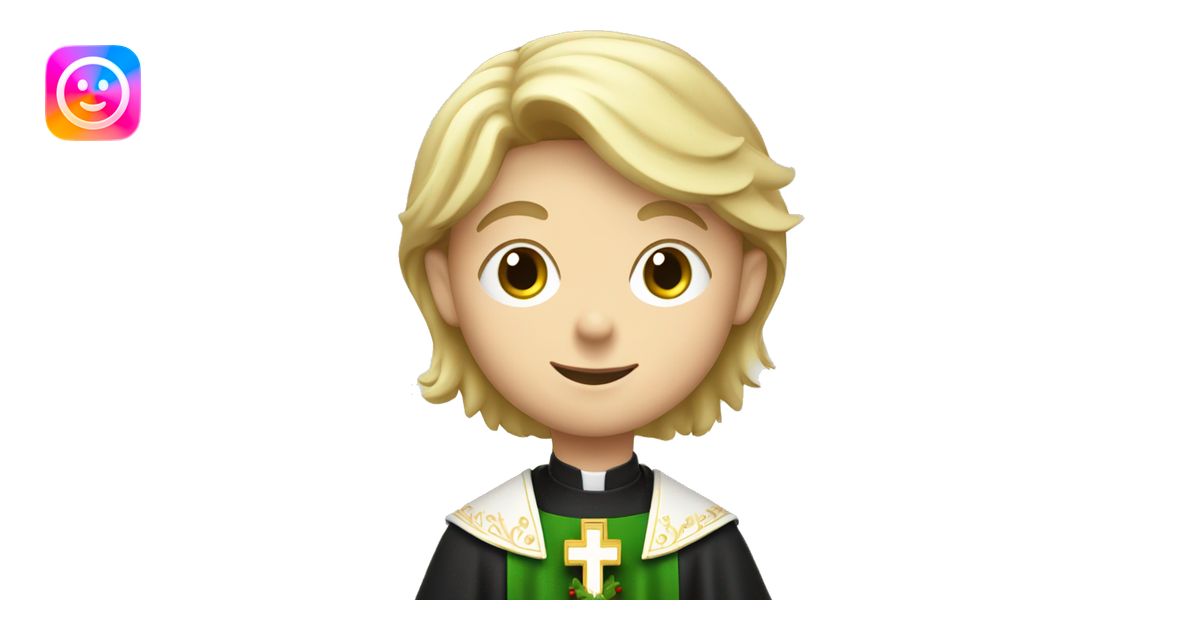 young, blond priest celebrating the holly mass emoji | AI Emoji Generator