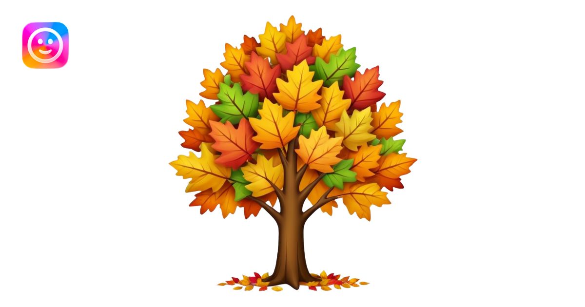 tree in the fall with colorful autumn leaves emoji | AI Emoji Generator