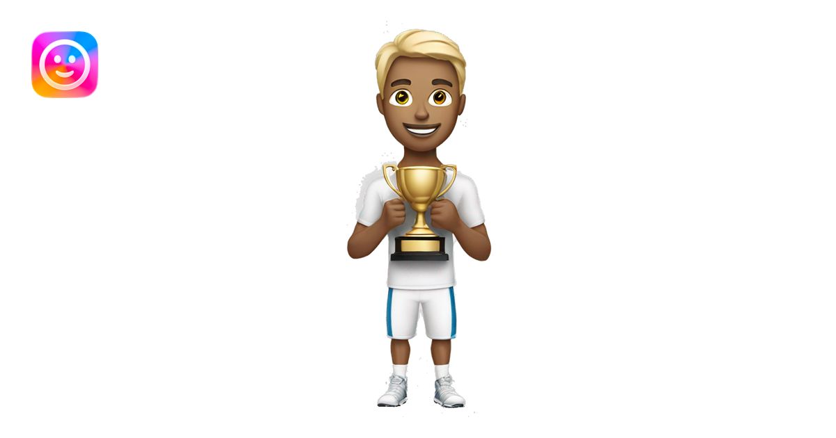 white athlete with winner trophy emoji | AI Emoji Generator