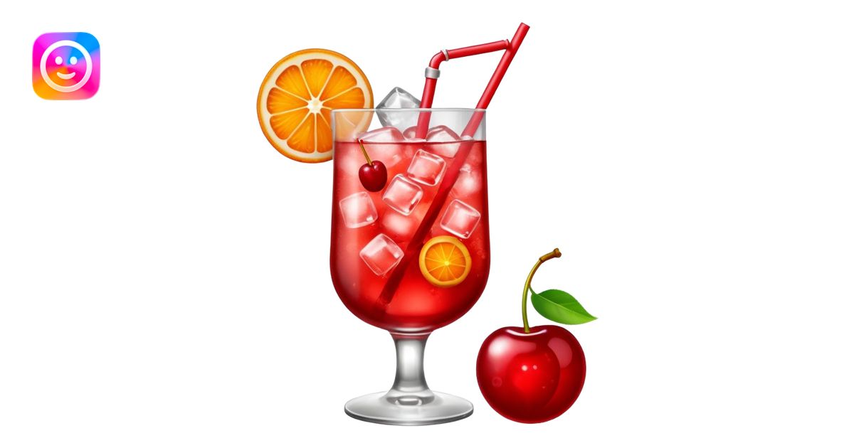 Shirley temple soda on a glass with ice emoji | AI Emoji Generator