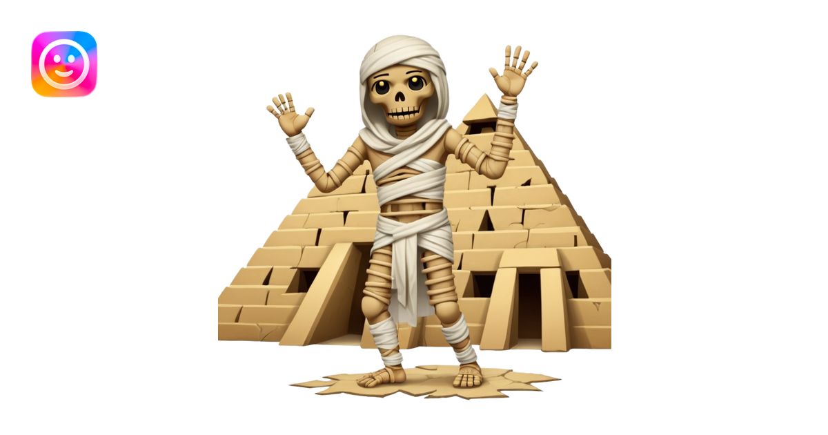 spooky dead mummy dancing in front of Egyptian pyramid emoji | AI Emoji ...