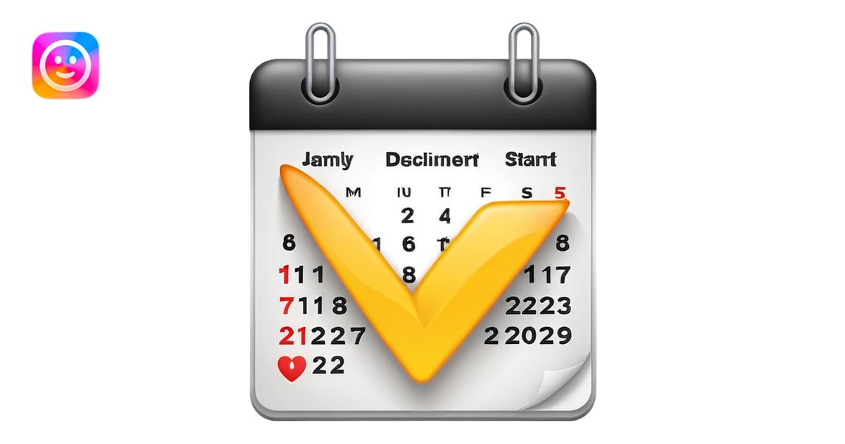 Minimalist emoji of a clean calendar page with a single bold tick and ...