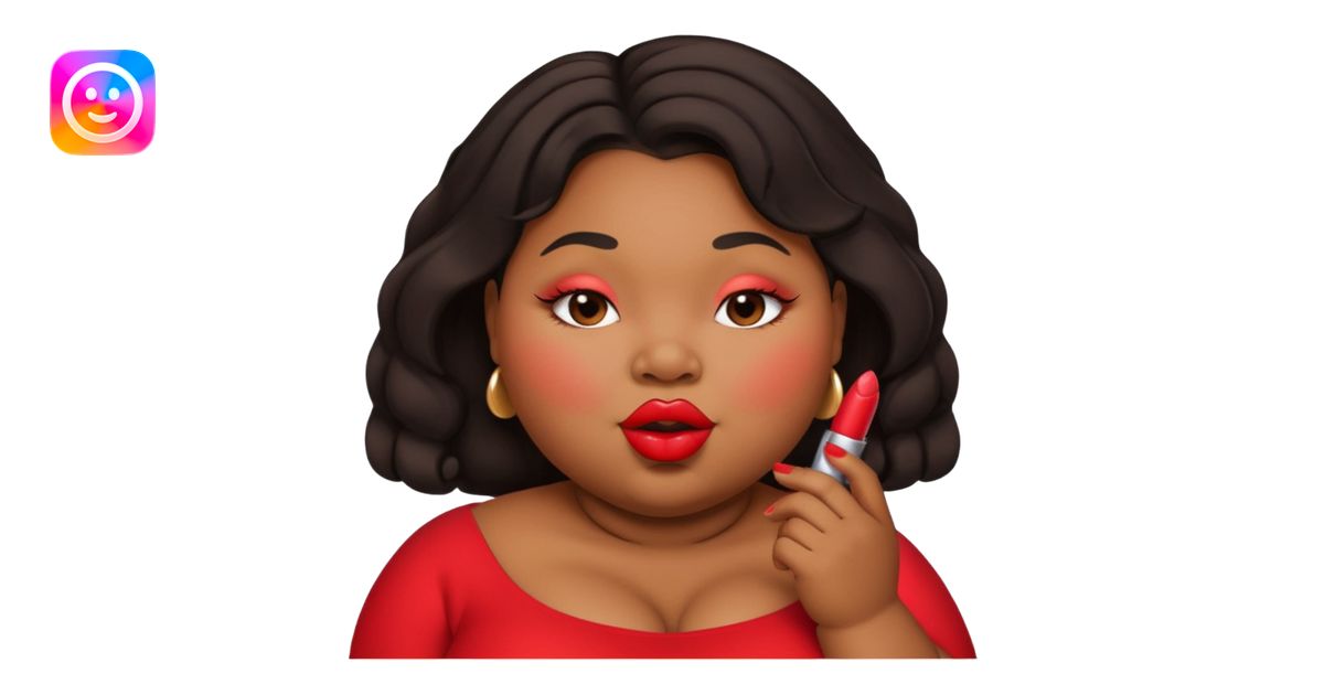 Create an emoji of a fat black woman with chubby cheeks with blushing ...