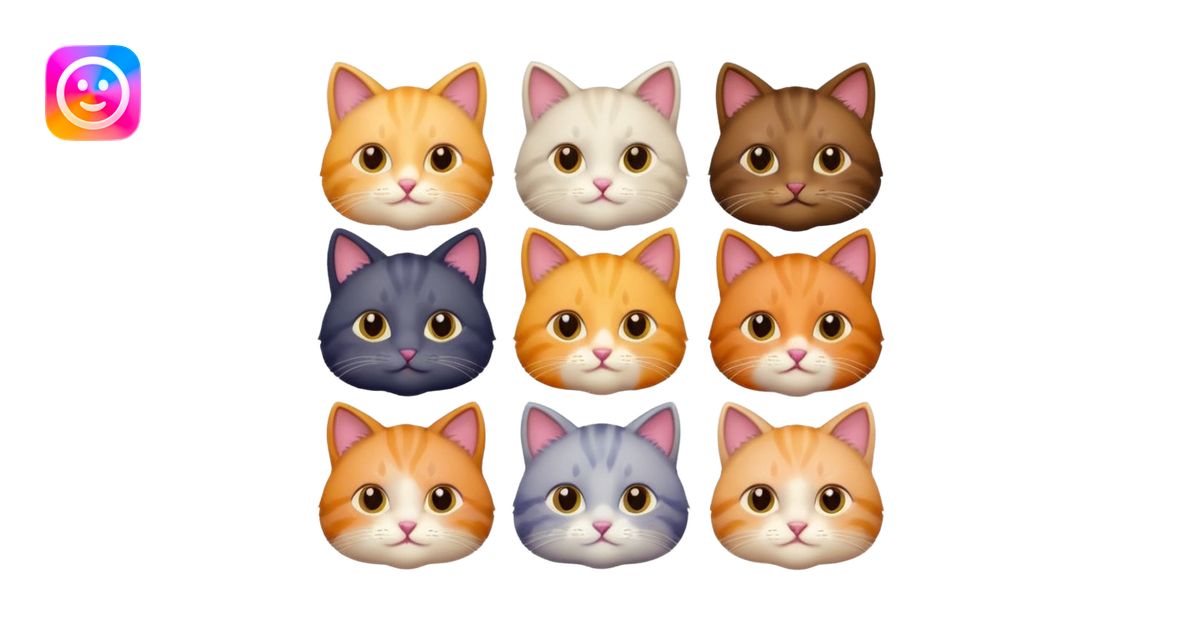 6 cats with different coloured coats emoji | AI Emoji Generator