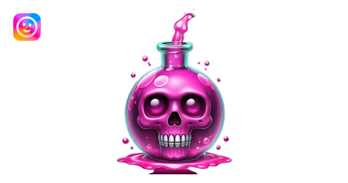 glitter toxic pink potion with dead symbol emoji | AI Emoji Generator