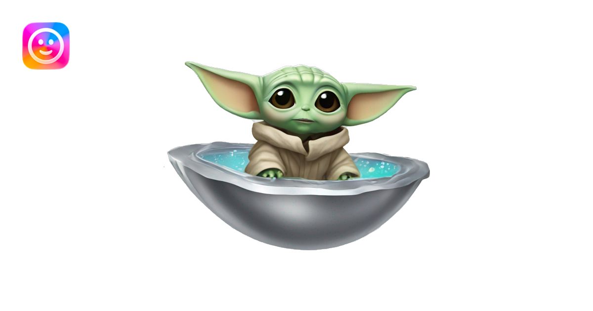 baby yoda floating silver pod emoji | AI Emoji Generator
