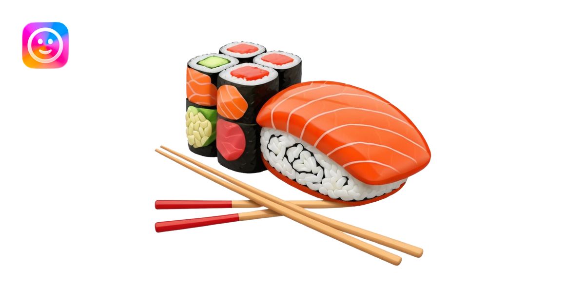 Japanese cuisine humanless avatar in minimalist emoji-style ...