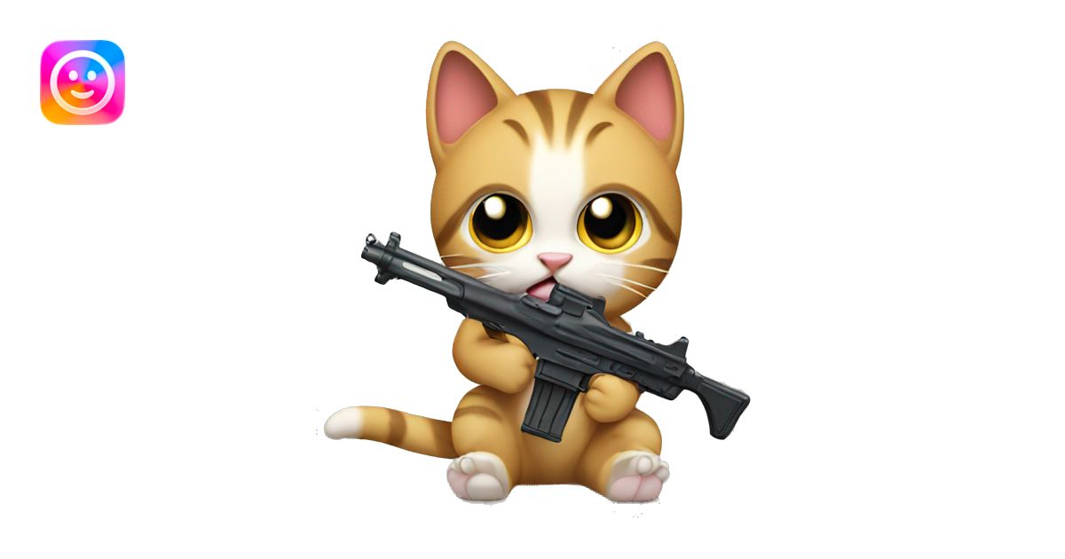 Cat with a SMG emoji | AI Emoji Generator