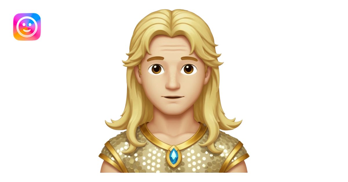 Adonis, God of Beauty with long golden blonde hair, cream sequin outfit ...