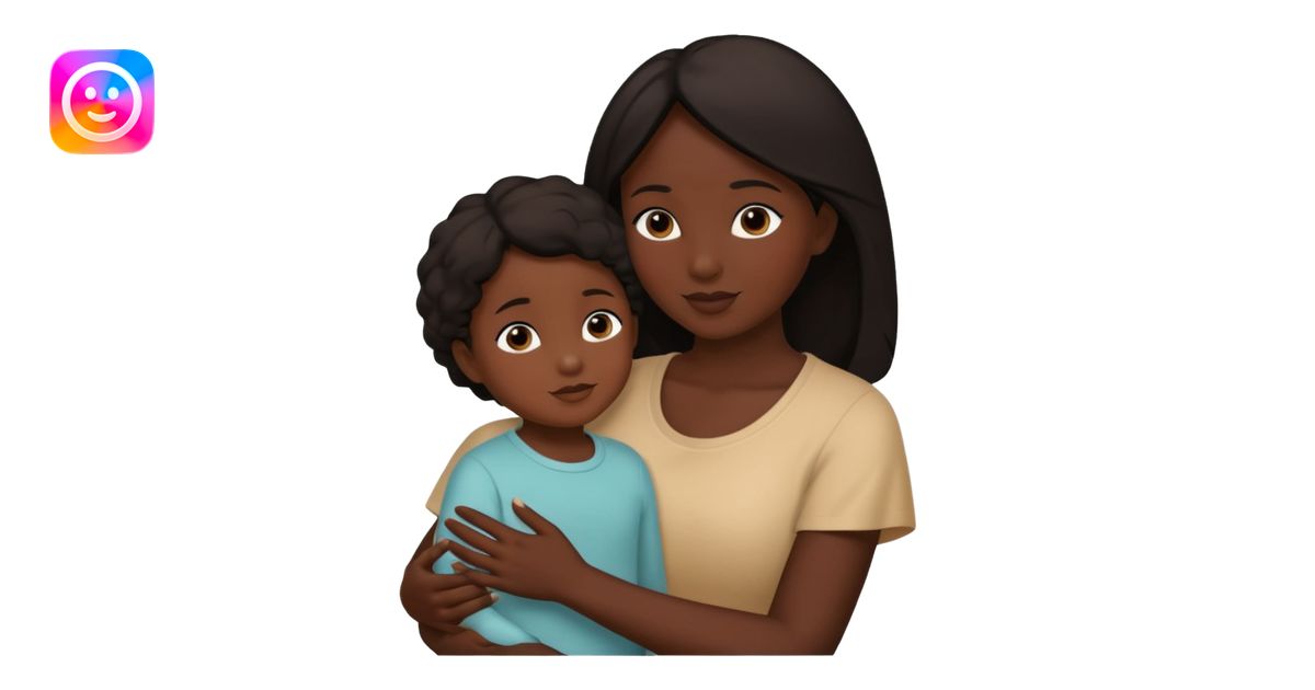 mother and child silhouettes embraced by hands emoji | AI Emoji Generator