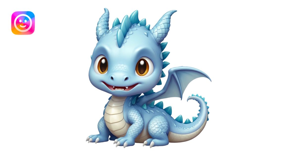 white cute dragon crying emoji | AI Emoji Generator