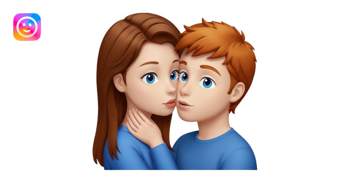 Girl with straight brown hair kissing ginger boy. Both have blue eyes ...